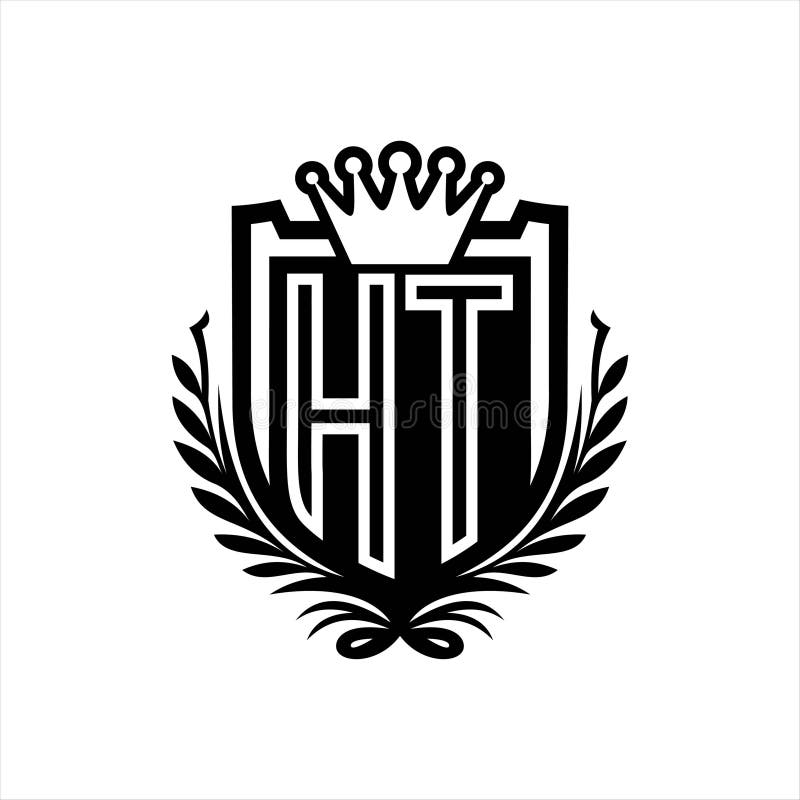 HT Logo Heraldic Shield Shape with Crown, Vintage Crest on White ...