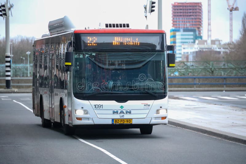 HTM City Bus at the Platform of Central Station of the Hague Editorial ...