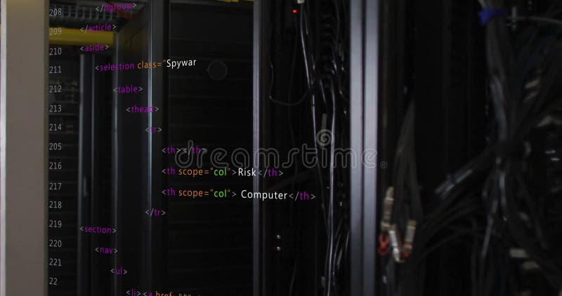 Html Code Animation Over Server Racks In Data Center Stock Footage Video Of Security Online