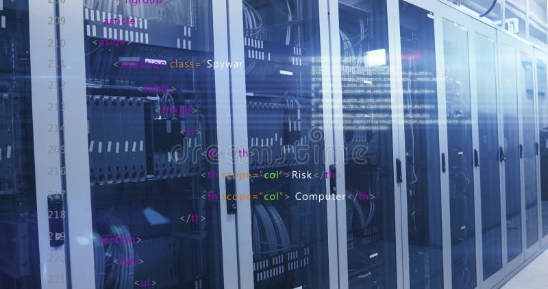 HTML Code Animation Over Server Racks in Data Center Stock Footage - Video of data, hardware ...
