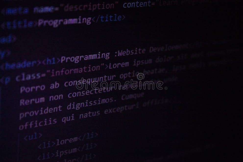 HTML Code.Coding.Programming.Developing a Webpage.Front-end Development ...
