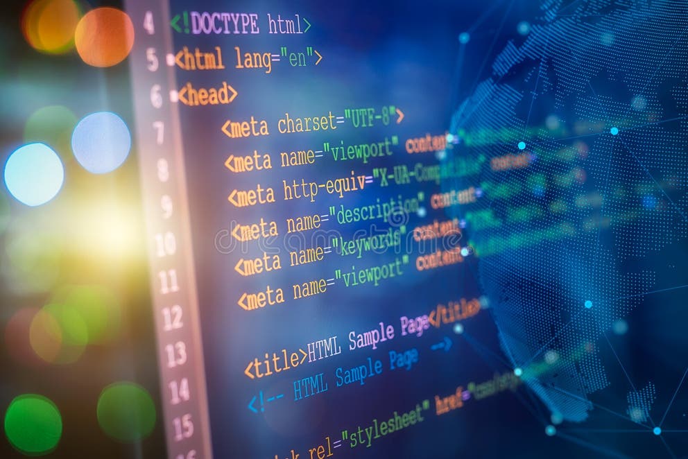 HTML Code on Computer Monitor Stock Image - Image of technology ...