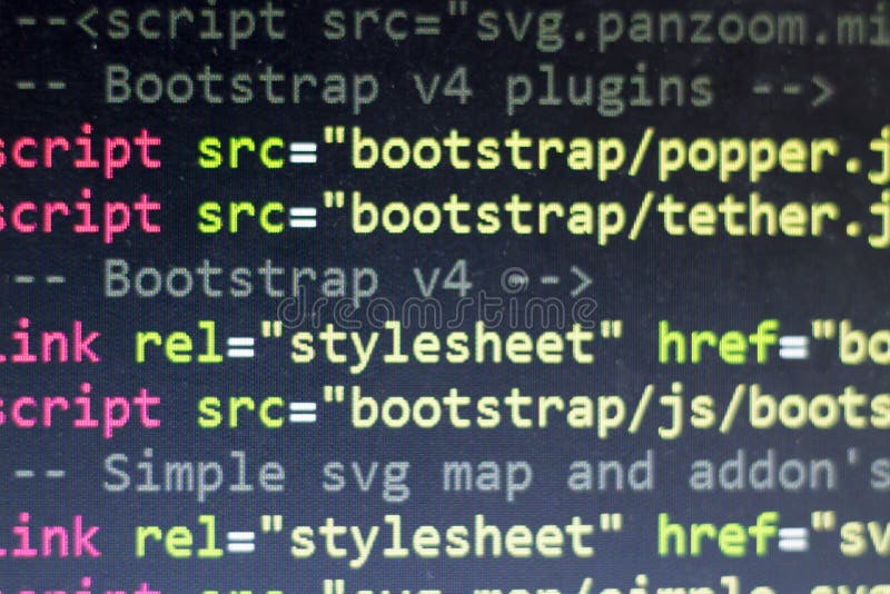 HTML Code. Computer Programming Source Code. Abstract Screen of Web Developer. Digital ...