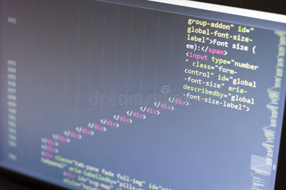 HTML Code. Computer Programming Source Code. Abstract Screen of Web ...