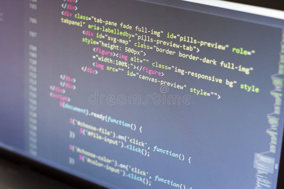 HTML Code. Computer Programming Source Code. Abstract Screen of Web ...
