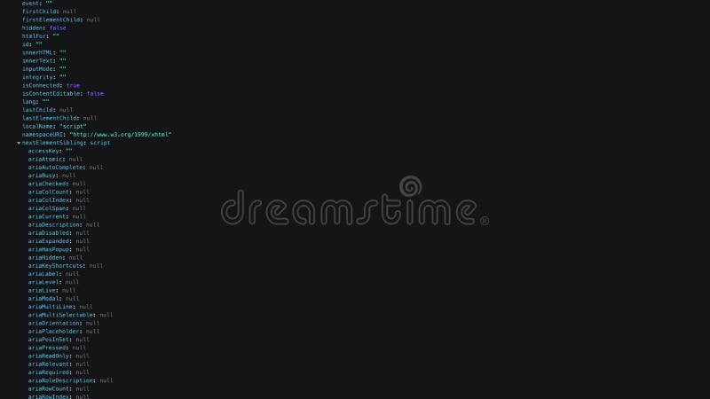 HTML Code on the Computer Screen. Software Developer Scrolling Programming Code Abstract ...