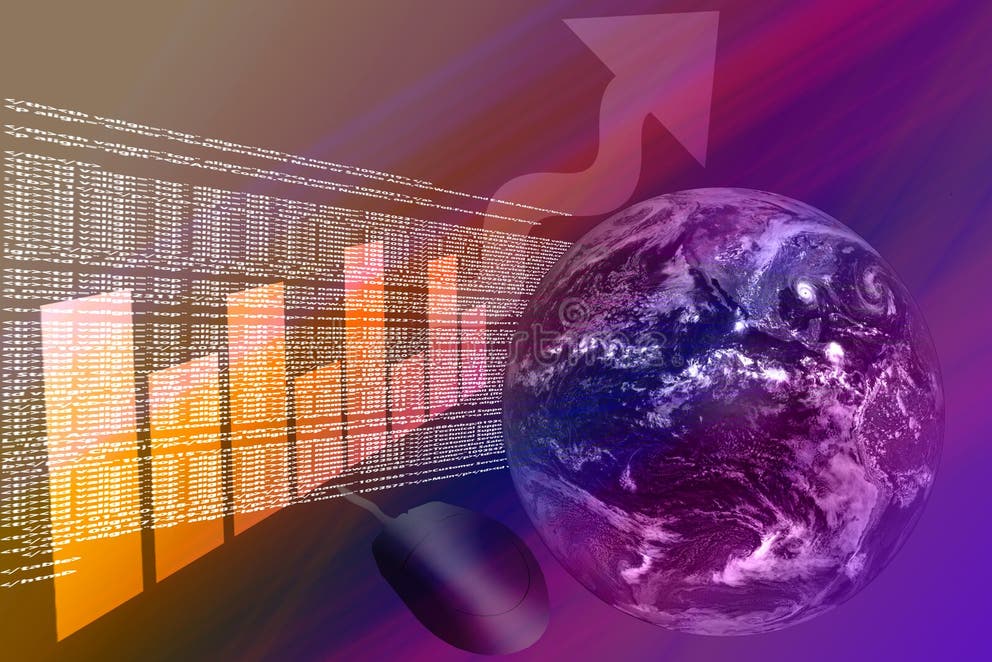 HTML Code with Graph Globe and Arrow Up Stock Illustration ...