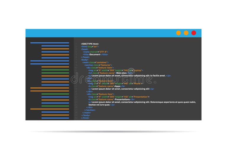 HTML Code Website. Coding, Programming Concept Stock Vector ...