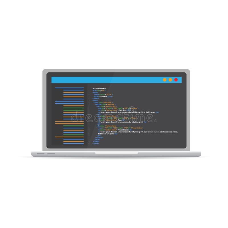 Html Code Website Laptop Desktop Coding Programming Concept Stock Vector Illustration Of