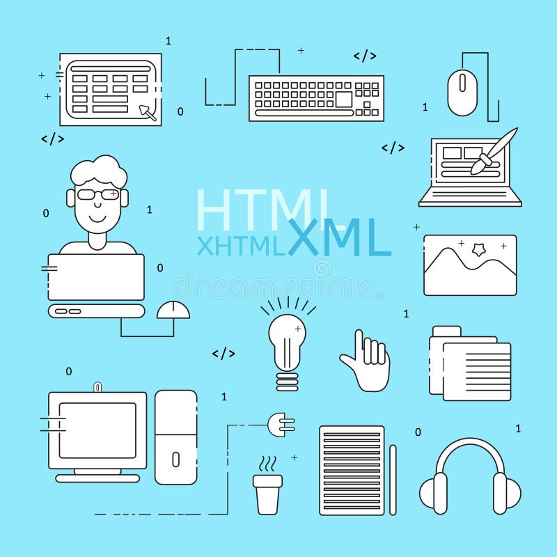 Html Coder Icons Set Stock Vector Illustration Of Coder 78906422
