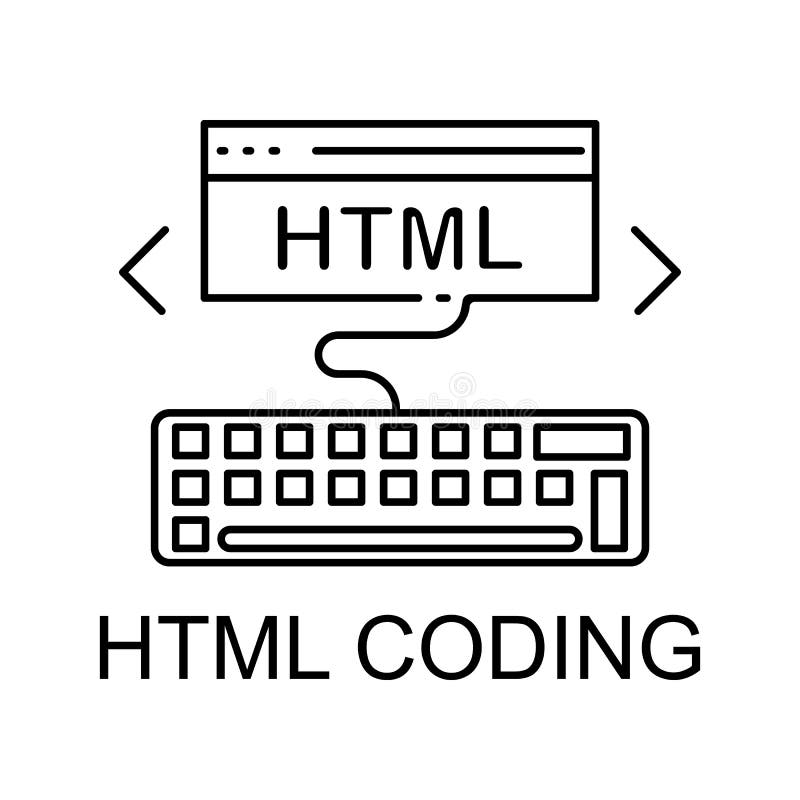 Html Coding Icon. Elements of Web Development in Neon Style Icons Stock ...