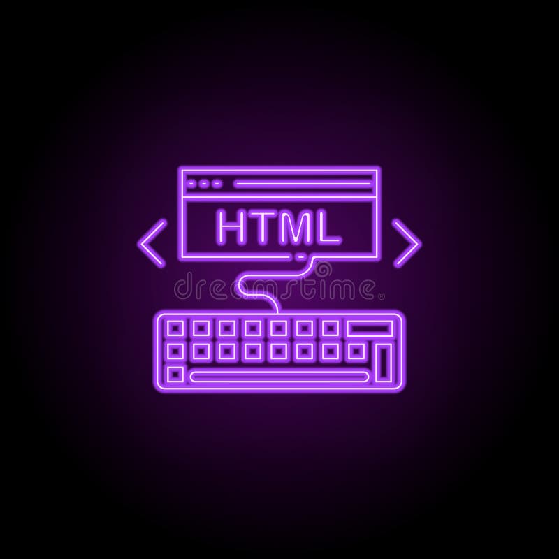 Html Coding Icon. Elements of Web Development in Neon Style Icons Stock ...