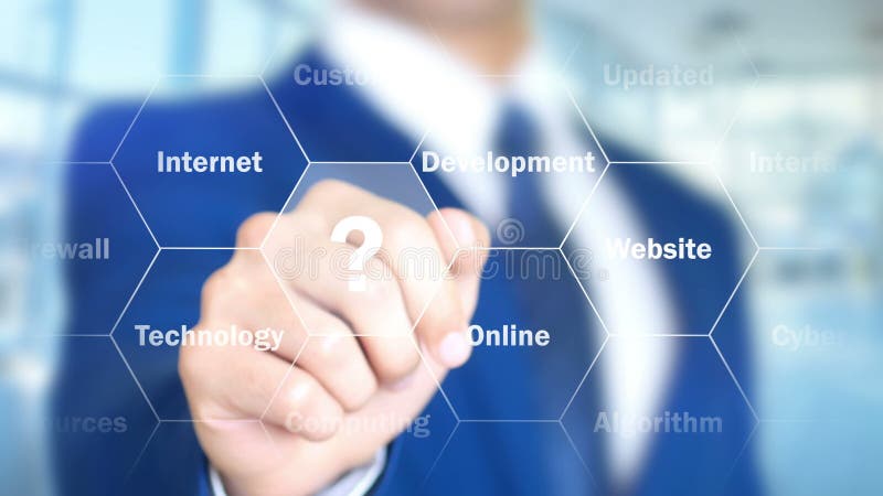 HTML Coding, Man Working on Holographic Interface, Visual Screen Stock ...