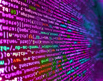 HTML5 Concept Macro Backdrop in Warm Colors. HTML CSS3 Source Code on Lcd Screen with Black ...