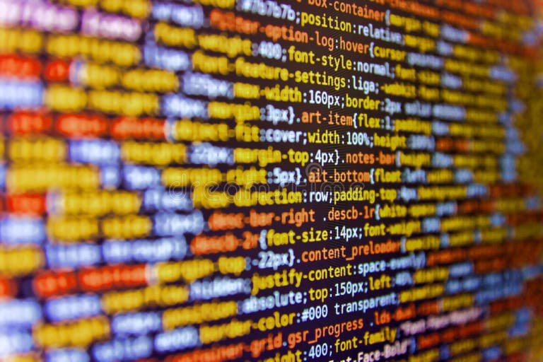 HTML and CSS Code Developing Screenshot. Coding Programmer Abstract Background. Web Developer ...