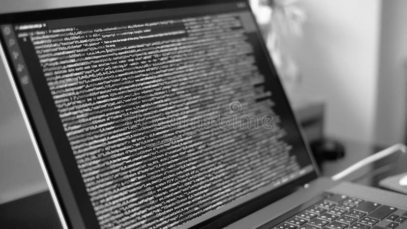 Html Css Javascript Screen Of Web Developing Code On Dark Background Stock Image Image Of