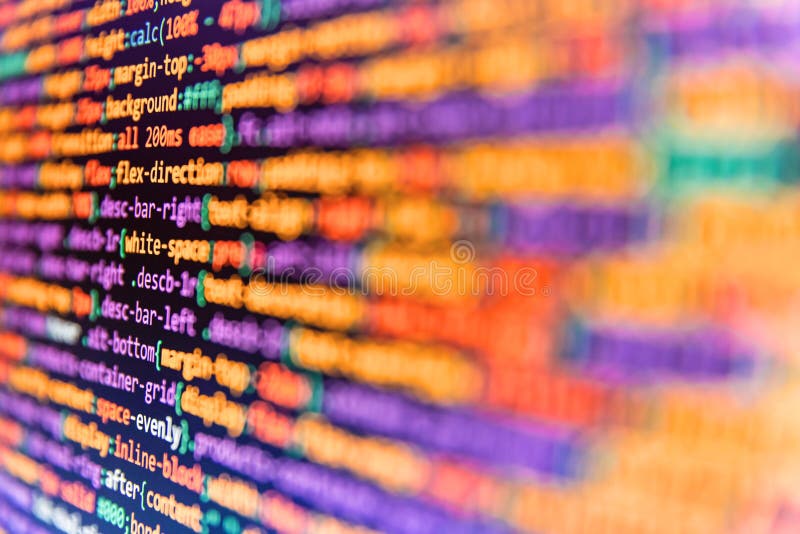 Html Css3 Source Code On Lcd Screen With Black Background Big Data Storage And Cloud Computing