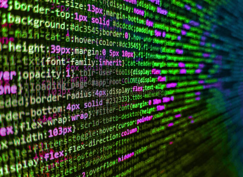 Html Css3 Source Code On Lcd Screen With Black Background Database Bits Access Stream