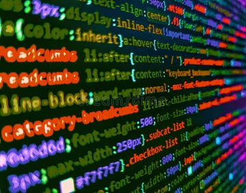 HTML CSS3 Source Code on Lcd Screen with Black Background. Monitor Closeup of Function Source ...