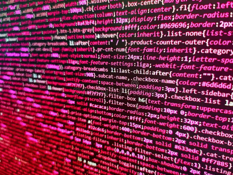 Html Css3 Source Code On Lcd Screen With Black Background Programming Code Abstract Technology