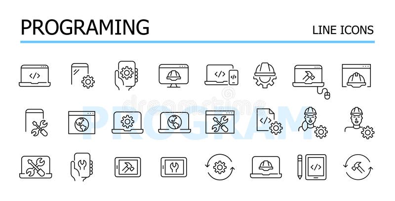 Html Design Coding And Programming Web Site Maintenance Vector Set Stock Vector