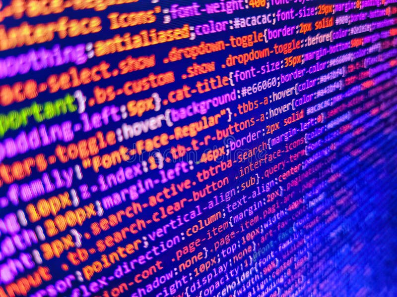 Html5 In Editor For Website Development Data Encryption Security Code On A Computer Display