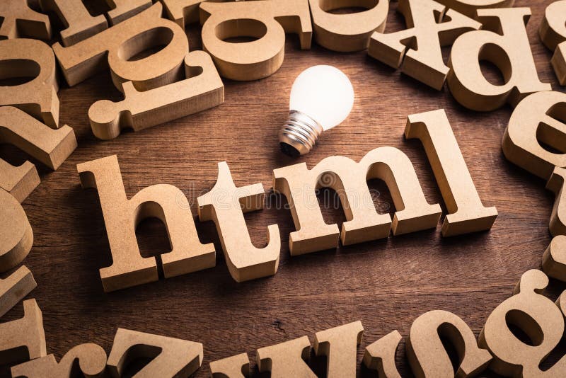 HTML Education Idea stock photo. Image of bulb, letters - 128417456