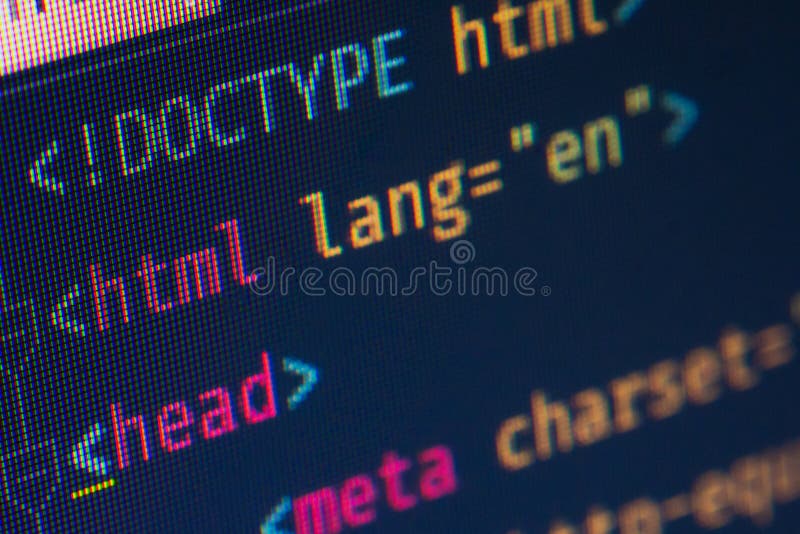 Coding HTML and Css in the Editor, Close Up. Web or Application Development. Website Design ...