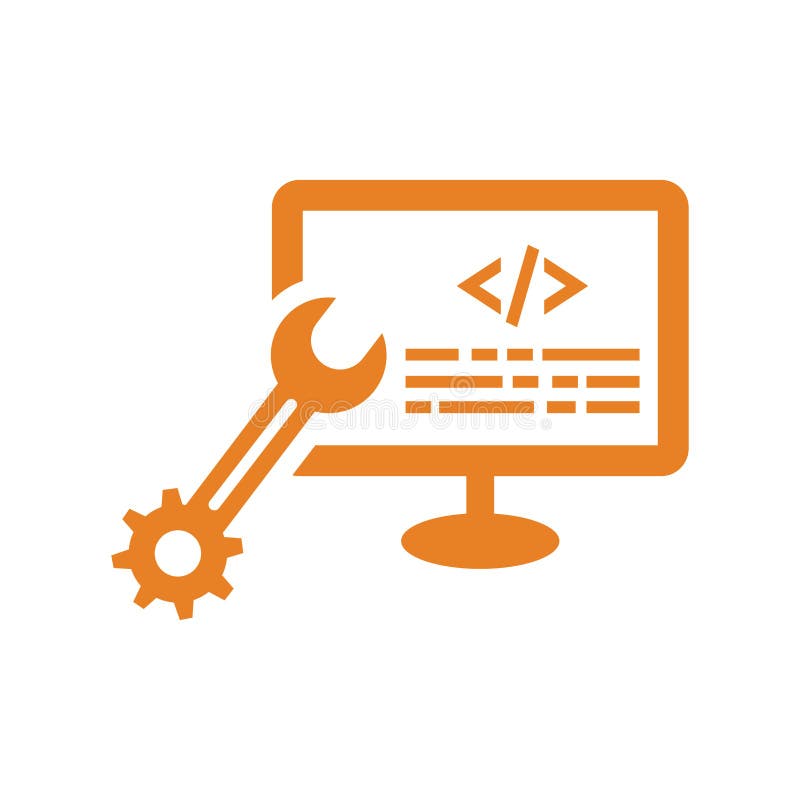 Html Management Coding Icon Orange Vector Eps Stock Illustration