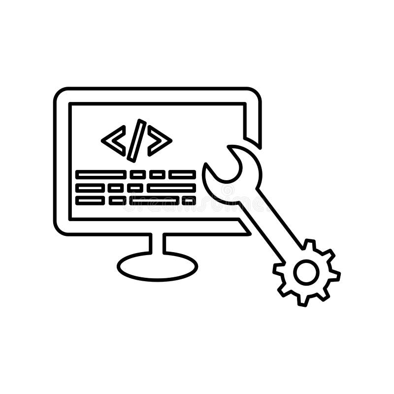 Html Management Coding Line Icon Outline Vector Stock Illustration