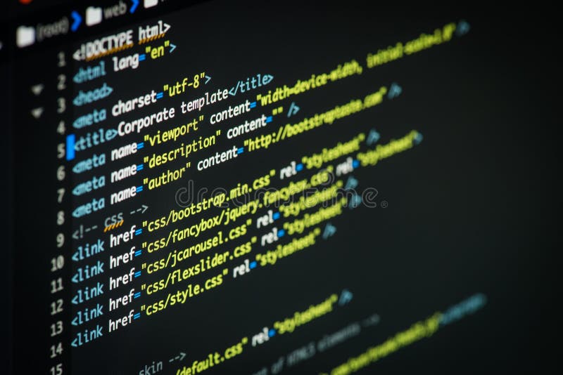 HTML och CSS-kod fotografering för bildbyråer. Bild av prizewinning ...