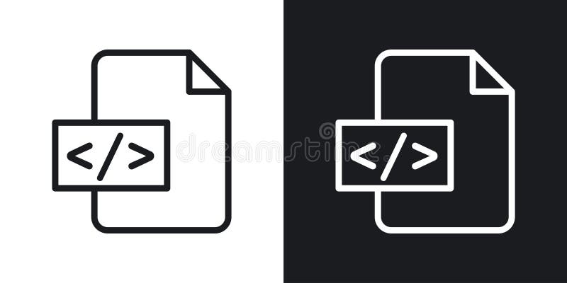 Html Script Icon Set Code Tag And Web Programming Vector Symbol In A Black Filled And Outlined
