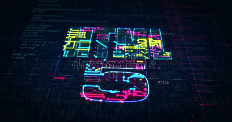 HTML5 Sign Futuristic Sketch Stock Footage - Video of abstract ...