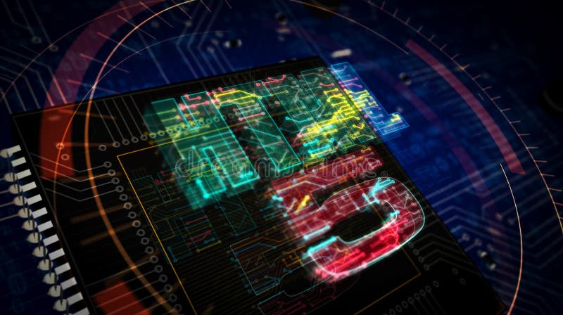 HTML5 Sign Futuristic Illustration Stock Illustration - Illustration of ...