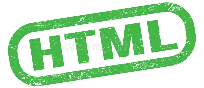 HTML, Text on Green Rectangle Stamp Sign Stock Illustration ...