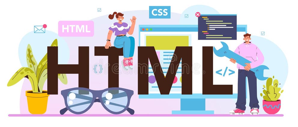 HTML Typographic Header. Website Development Process Stock Illustration ...