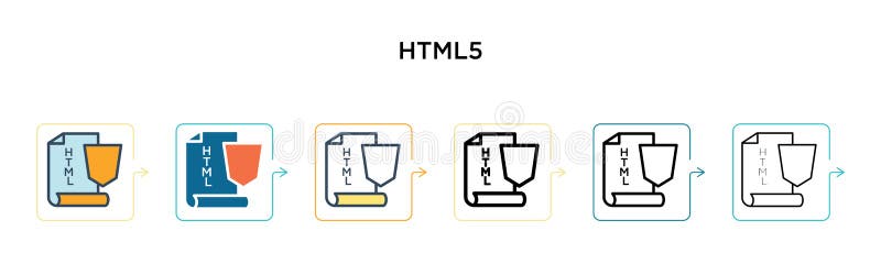 Html5 Vector Icon in 6 Different Modern Styles. Black, Two Colored ...