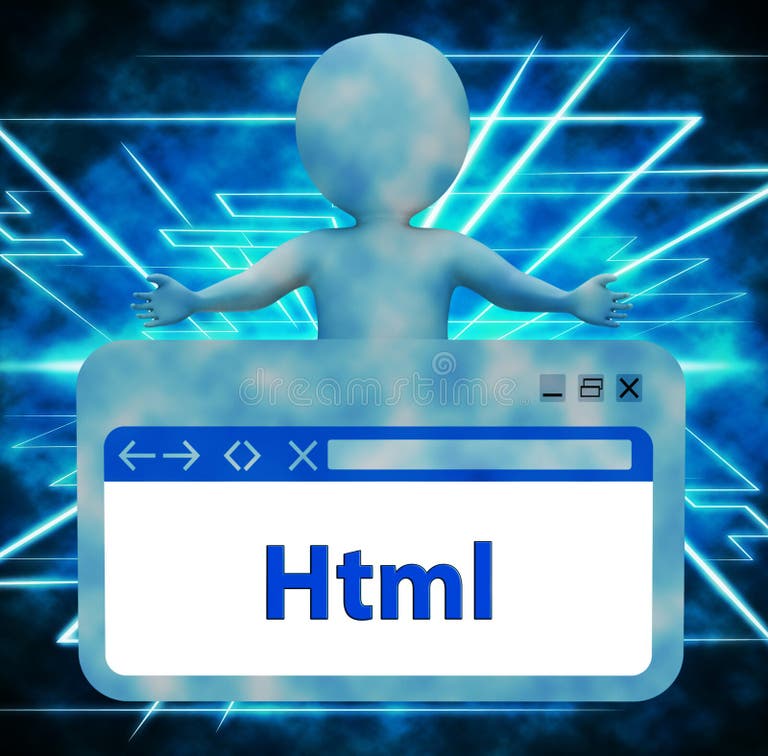 Html Webpage Indicating Hypertext Markup Language 3d Rendering Stock ...