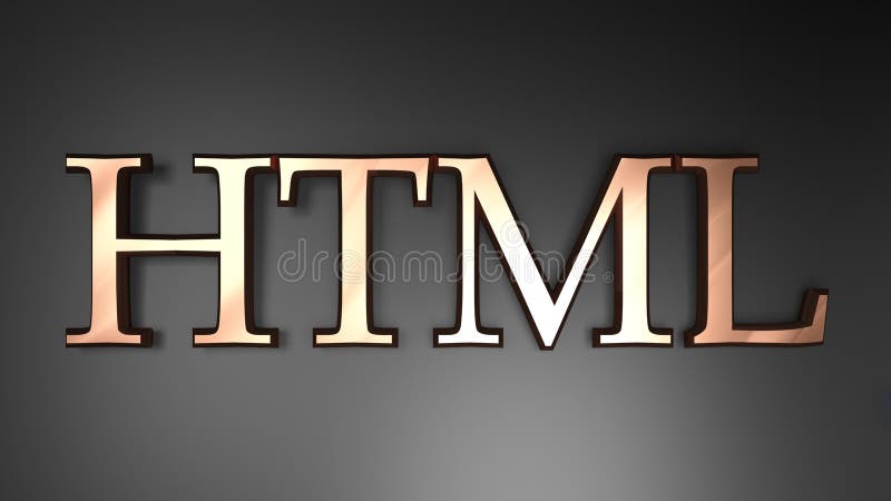 HTML Write in Copper Letters on Red Background - 3D Rendering ...