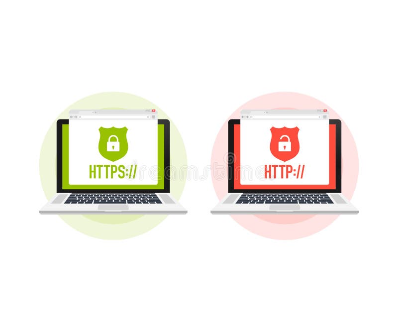 HTTP and HTTPS Protocols. Safe and Secure Wev Browsing. Vector Illustration. Stock Vector ...