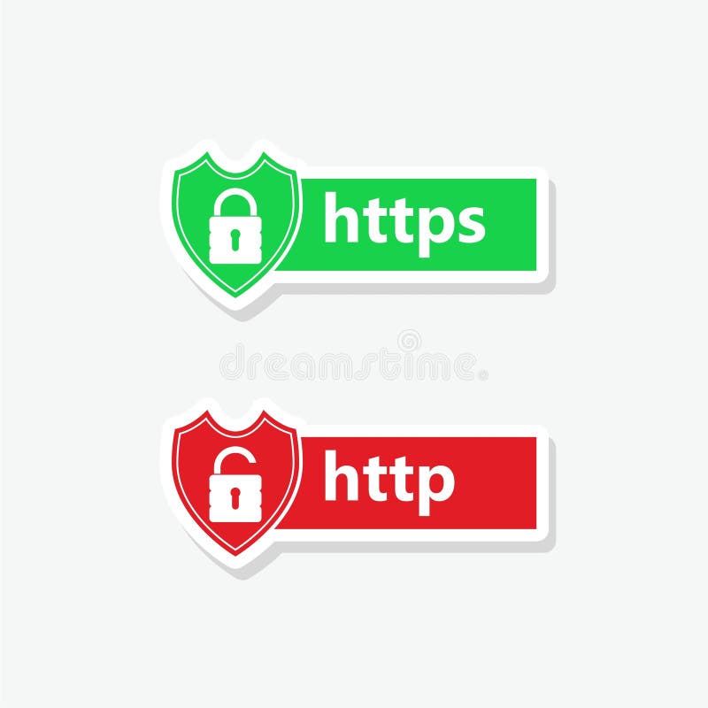 HTTPS Red Circular Push Button - 3D Rendering Stock Illustration ...