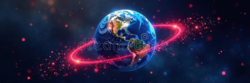 HTTP Protocol Symbolized by a Globe, Data Packets Orbiting Earth ...