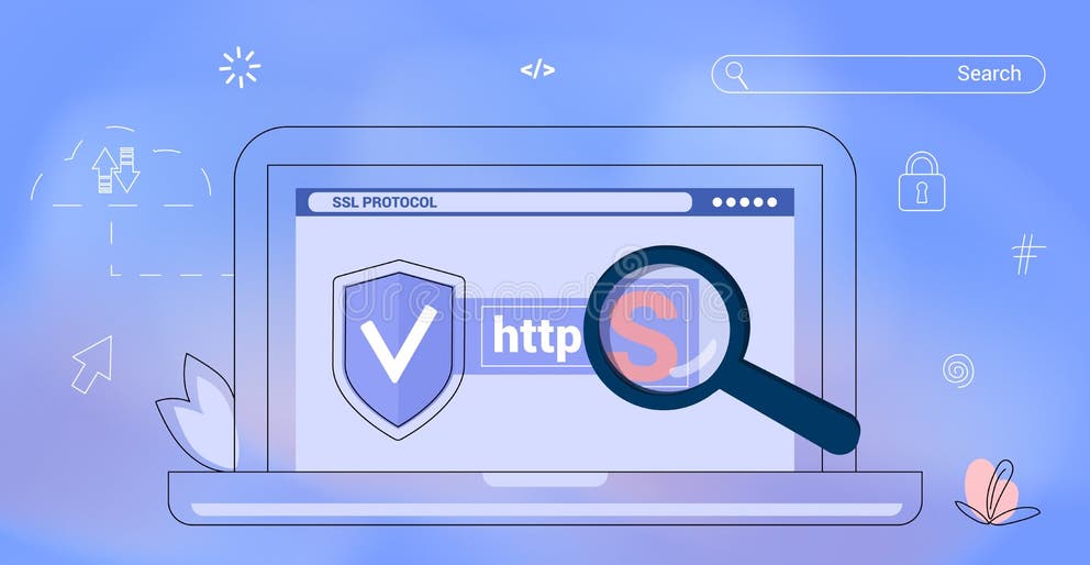 HTTPS Protected Connection Secure Protocol Security Communication Stock ...