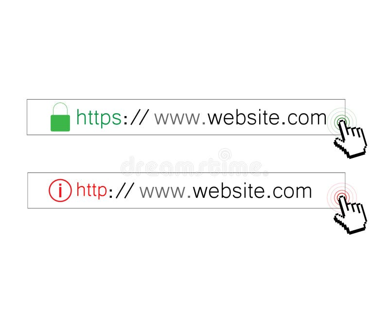 Https Vs Http Symbol on White Stock Illustration - Illustration of ...