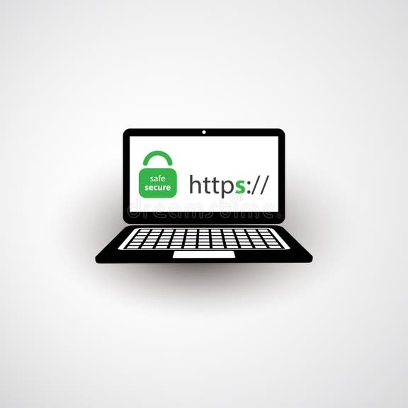 HTTPS Protocol - Safe and Secure Browsing on Mobile Computer Stock Vector - Illustration of ...