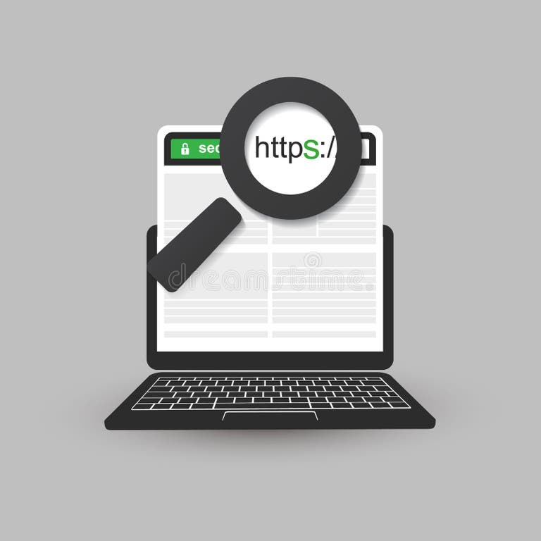 HTTPS Protocol - Safe and Secure Browsing on Mobile Computer - Vector ...