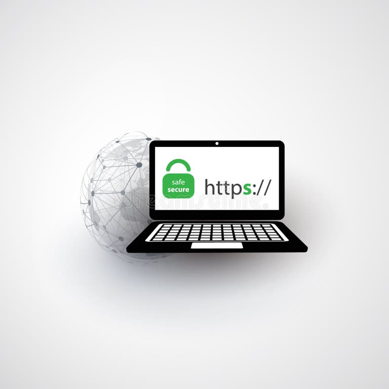 HTTPS Protocol - Secure Networks, Safe Browsing on Mobile Computer Stock Vector - Illustration ...