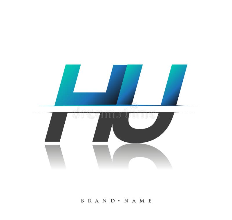 HU Initial Logo Company Name Colored Black and Blue, Simple and Modern ...