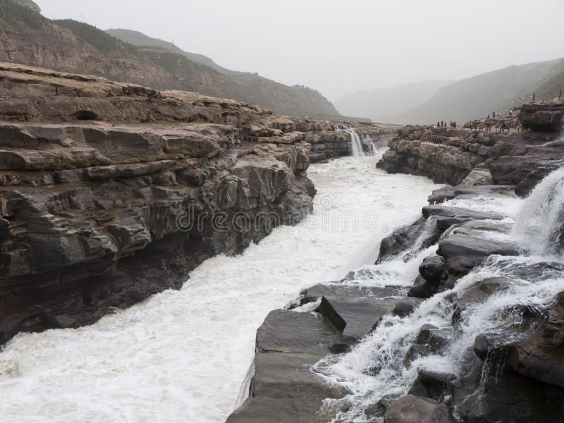 Hu Kou Waterfalls of the Yellow River Stock Photo - Image of canyon ...