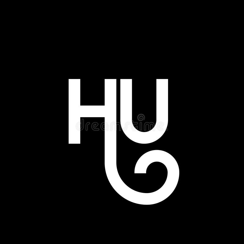HU Letter Logo Design on Black Background. HU Creative Initials Letter ...